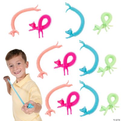 8" x 3/4" Stretchy Pink, Green, Blue & Peach Rubber Dogs - 12 Pc ...