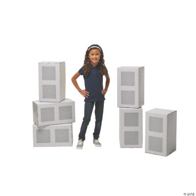 10" 3D Construction Cinder Block Cardboard Stand-Ups - 6 Pc. - Discontinued