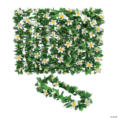 43" Premium White & Yellow Flower Maile Polyester Leis - 12 Pc ...