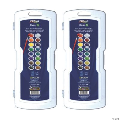 Prang® Watercolors, Oval Pans, 16 color set with brush, Set of 2 ...