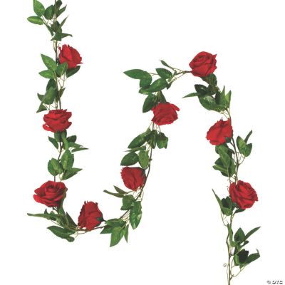 5 Ft. 8" Red Rose & Greenery Polyester Garland | Oriental Trading
