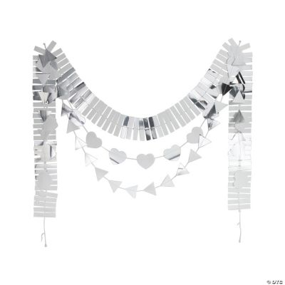 SIlver Foil Layered Heart Garland Set - 3 Pc. | Oriental Trading