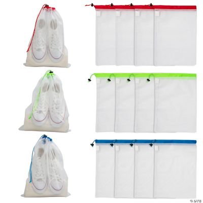 11 1/2" x 17" White Mesh Drawstring Bags - 12 Pc. | Oriental Trading