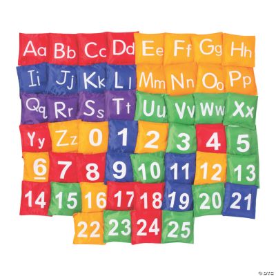 5" Bright Colors Letters & Numbers Nylon Bean Bag Bundle - 52 Pc ...