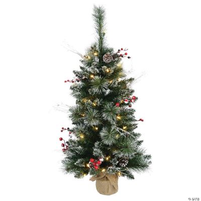 Vickerman 3' Snow Tipped Pine and Berry Christmas Tree with Warm White ...