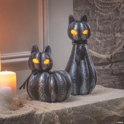 Pumpkin Black Cat Light-Up Halloween Decorations - Home Decor - 2 ...