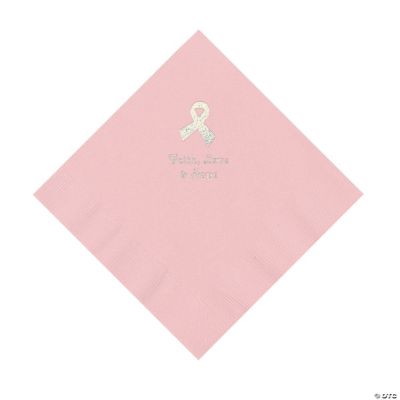 Pink Awareness Ribbon Personalized Napkins with Silver Foil - 50 Pc ...