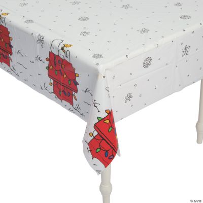54" x 108" Peanuts® Snoopy & Woodstock Christmas Tablecloth - Discontinued
