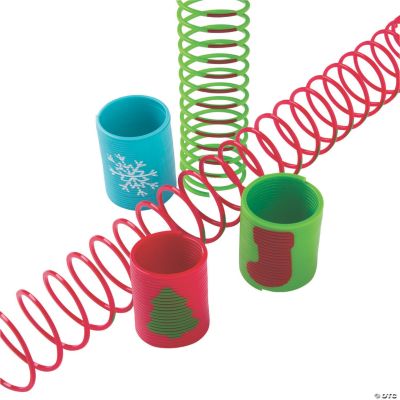 1 1/4" Mini Holiday Red, Green & Blue Plastic Magic Springs - 12 Pc.