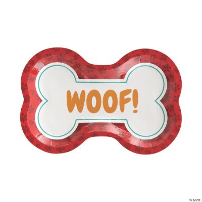 Dog Party Dog Bone-Shaped Paper Dessert Plates - 8 Ct. | Oriental Trading