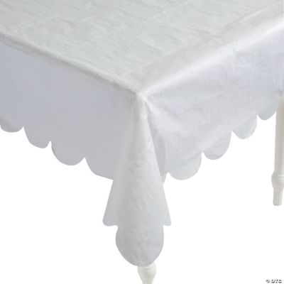 White Scallop Edge Paper Tablecloth