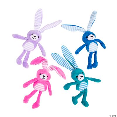 Easter Wired Long Ear Striped Stuffed Bunnies - 12 Pc. | Oriental Trading