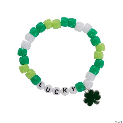 St. Patrick’s Day Beaded Bracelet Craft Kit with Shamrock Charm - Makes ...