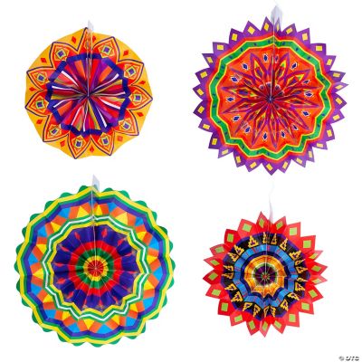 36" - 46" Giant Fiesta Hanging Paper Fans - 4 Pc. | Oriental Trading