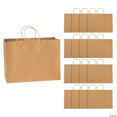 16" x 12" Large Kraft Paper Shopper Bags - 12 Pc. | Oriental Trading