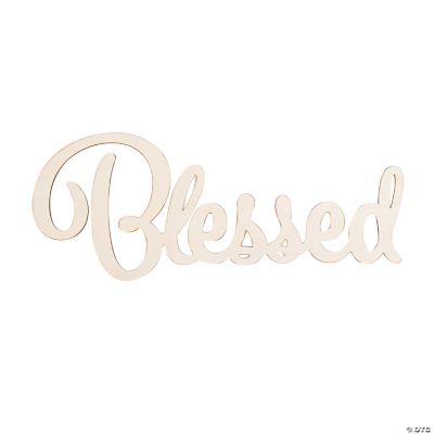 Large DIY Unfinished Wood Blessed Word Cutout - Discontinued
