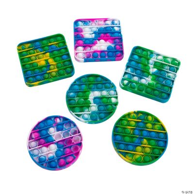 5" Tie-Dye Square & Round Lotsa Pops Pop Fidget Toys - 6 Pc. - Discontinued