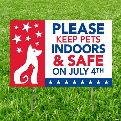 23" x 15" Patriotic Keep Pets Safe Yard Sign | Oriental Trading