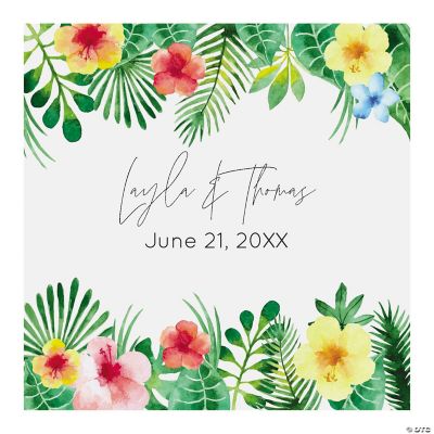 46" x 46" Personalized Tropical Floral Backdrop Banner | Oriental Trading