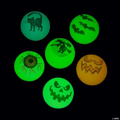 Glow-in-the-Dark Halloween Bouncy Balls - 6 Pc.