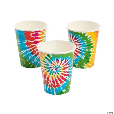 9 oz. Tie-Dye Swirl Design Disposable Paper Cups - 8 Ct. - Discontinued