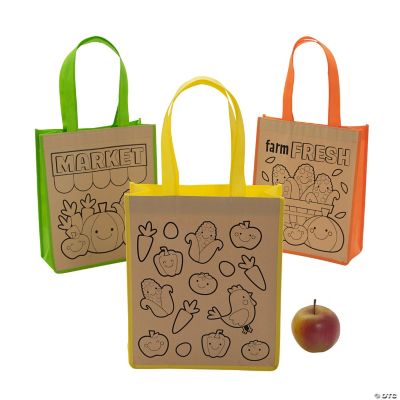 Color Your Own Large Farmer’s Market Tote Bags - 12 Pc.