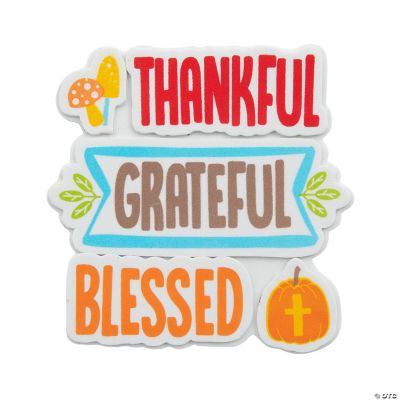 4" x 4" Religious Fall-Themed Thankful, Grateful, Blessed Magnet Craft ...