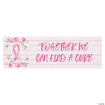 90" x 29" Pink Ribbon Floral Custom Banner - Large | Oriental Trading