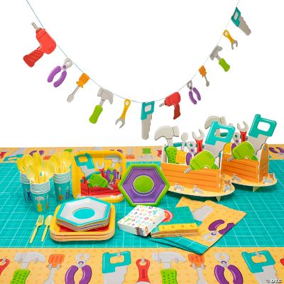 190 Pc. Little Handyman Party Tableware Kit for 24 Guests