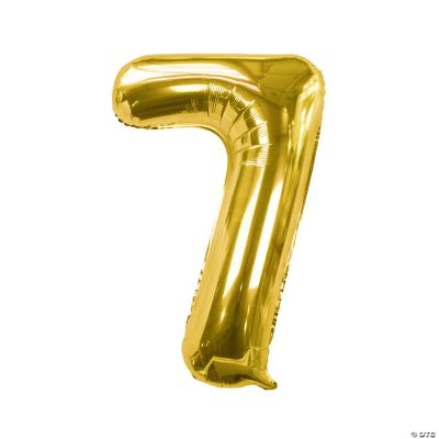 Gold 7 Shaped Number 34" Mylar Balloon - Discontinued