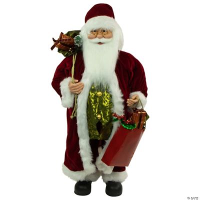 Northlight - 36" Red and White Standing Santa Claus Figure with Gift Bag