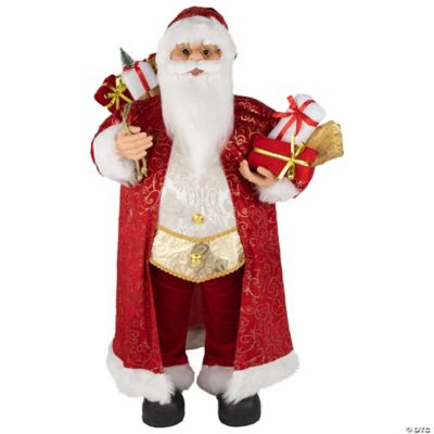 Northlight - 32" Red and White Santa Claus Christmas Figurine with Gifts