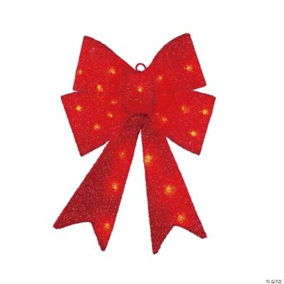 Northlight - 17" LED Lighted Red Sparkly Bow Christmas Decoration