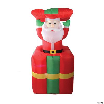 LB International - 5' Lighted Inflatable Pop Up Santa Claus in Gift Box ...