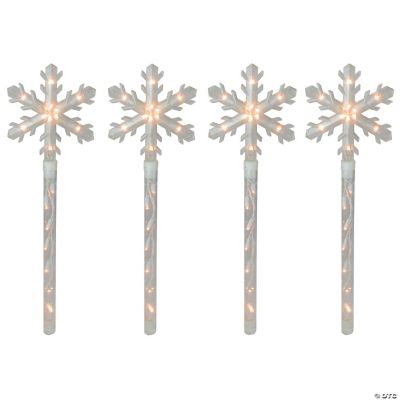 Northlight - 4ct Snowflakes Christmas Pathway Marker with Lawn Stakes ...