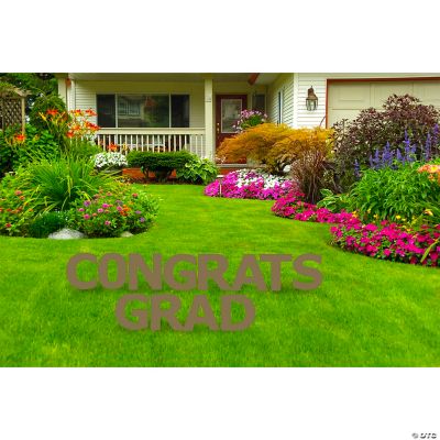 Congrats Grad Gold Yard Letters Sign | Oriental Trading