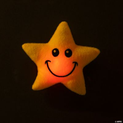 5" Light-Up Yellow Stuffed Smiling Star Plush Toys - 12 Pc. | Oriental ...