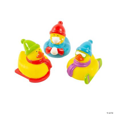 2" Winter Sports Sledding, Snowboard & Snowball Fight Rubber Ducks - 12 ...