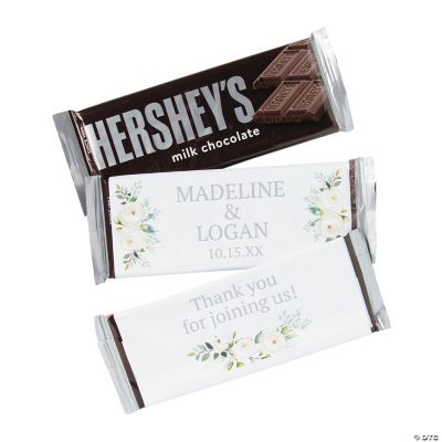Personalized White Floral Candy Bar Labels - 12 Pc. | Oriental Trading