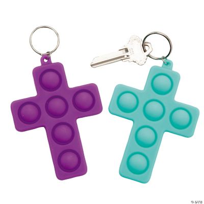 3" x 4" Cross-Shaped Lotsa Pops Pop Fidget Toy Keychains - 6 Pc ...