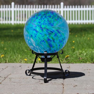 Northlight 10" Blue White and Green Swirl Designed Outdoor Patio Garden ...