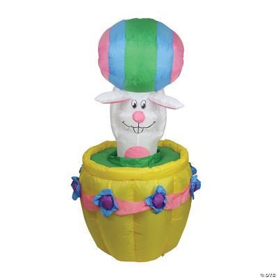 5.5ft Lighted and Animated Inflatable Easter Bunny Basket Outdoor ...