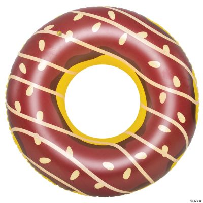 Pool Central Inflatable Brown and Yellow Frosted Chocolate Doughnut ...