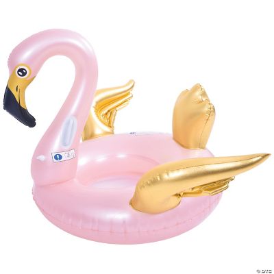 Pool Central Inflatable Pink and Gold Inflatable Flamingo Bird Swimming ...