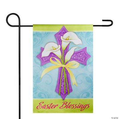 Northlight Easter Blessings Cross and Lilies Outdoor Garden Flag 12.5 ...