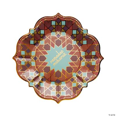 Brown & Teal Ramadan Mubarak Geometric Paper Dinner Plates - 8 Ct ...