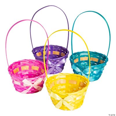 Ribbon-Wrapped Bamboo Easter Baskets - 12 Pc. - Discontinued
