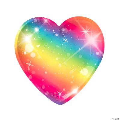 Rainbow Heart-Shaped Paper Dinner Plates - 8 Ct.