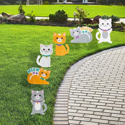 11 1/4" - 12" Cat Party Yard Sign Set - 6 Pc. | Oriental Trading