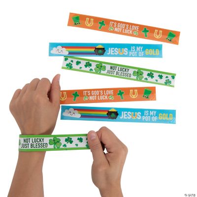 Religious St. Patrick’s Day Slap Bracelets - 12 Pc. - Discontinued
